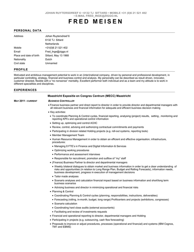Cv Fred Meisen Update 02082011 English | PDF