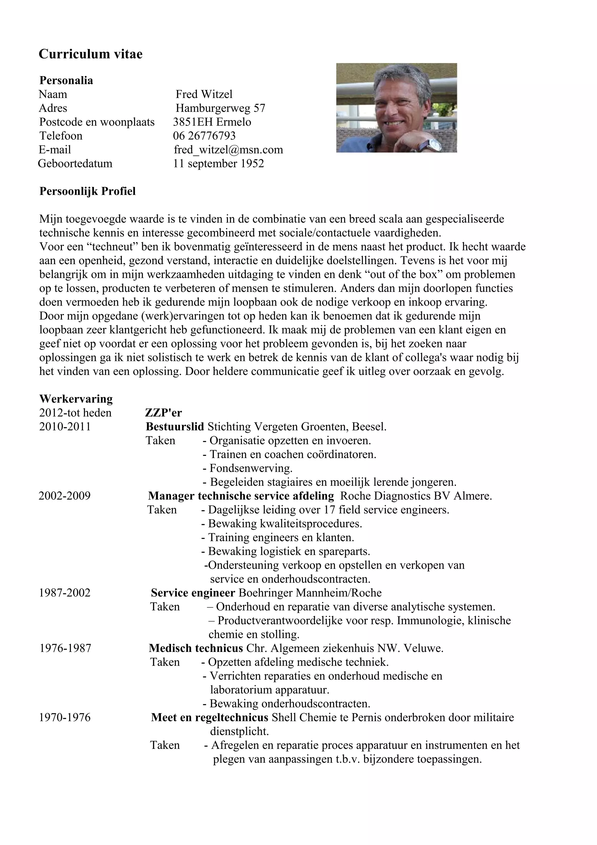 Cv fred witzel 2015.doc met samenvatting | PDF