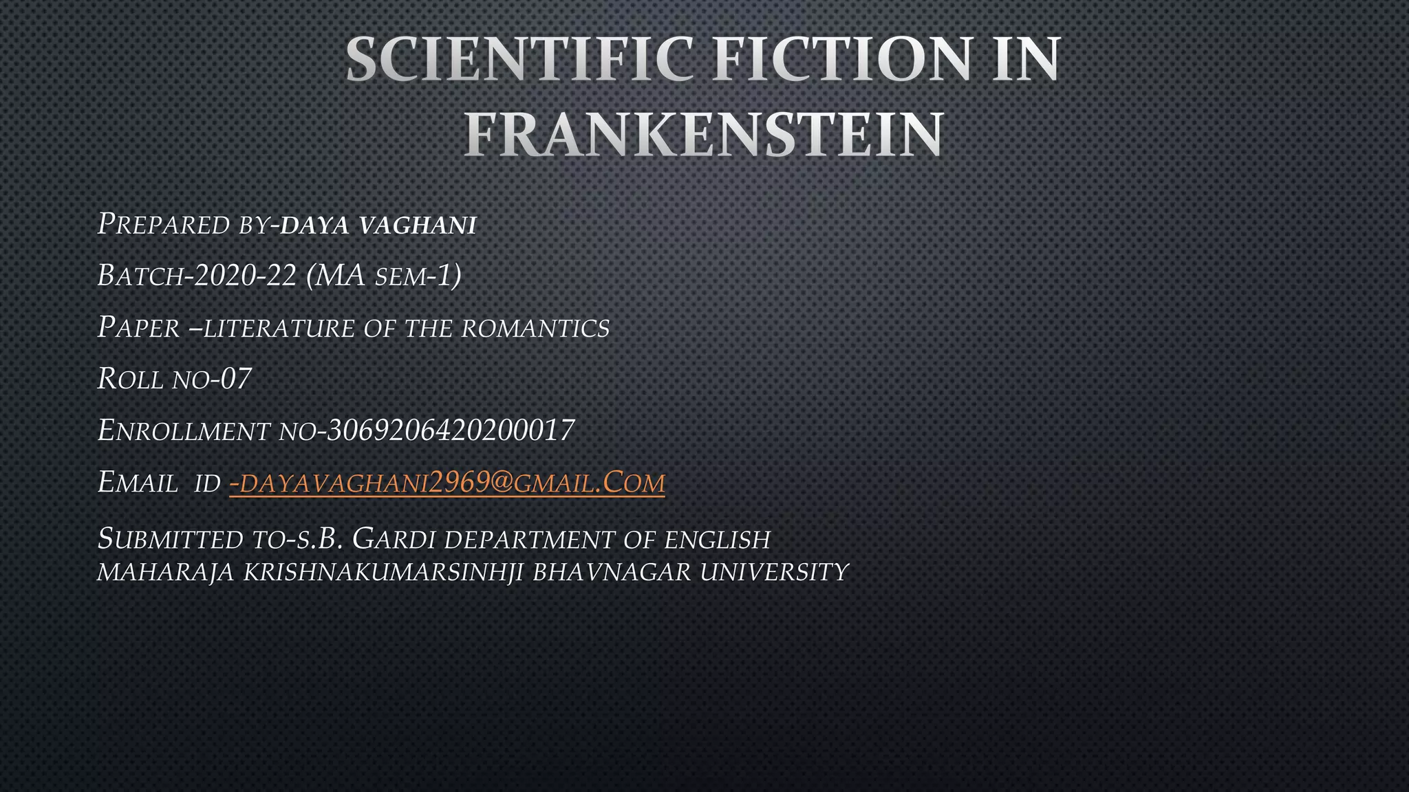 Frankenstein and scientific fiction | PPT