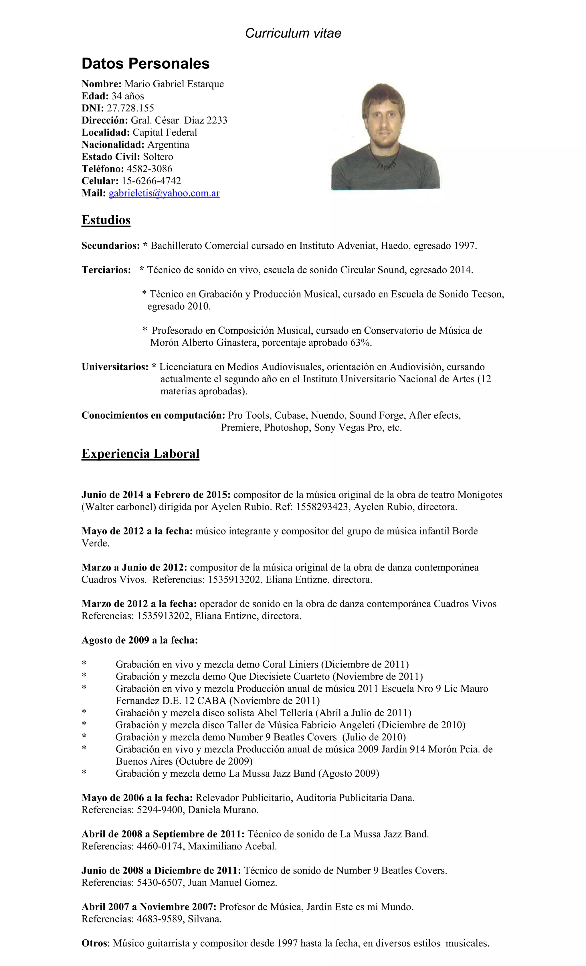 Cv gabriel estarque | PDF