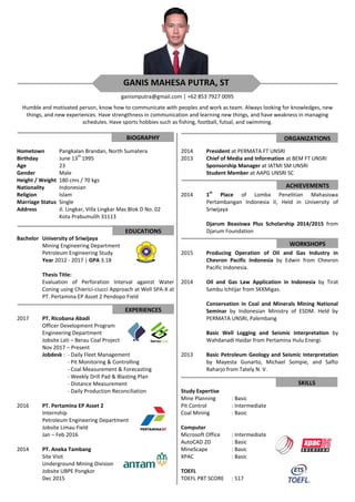 CV Ganis (Update May 2018) | PDF