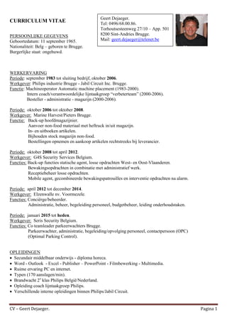CV geert dejaeger pdf. | PDF