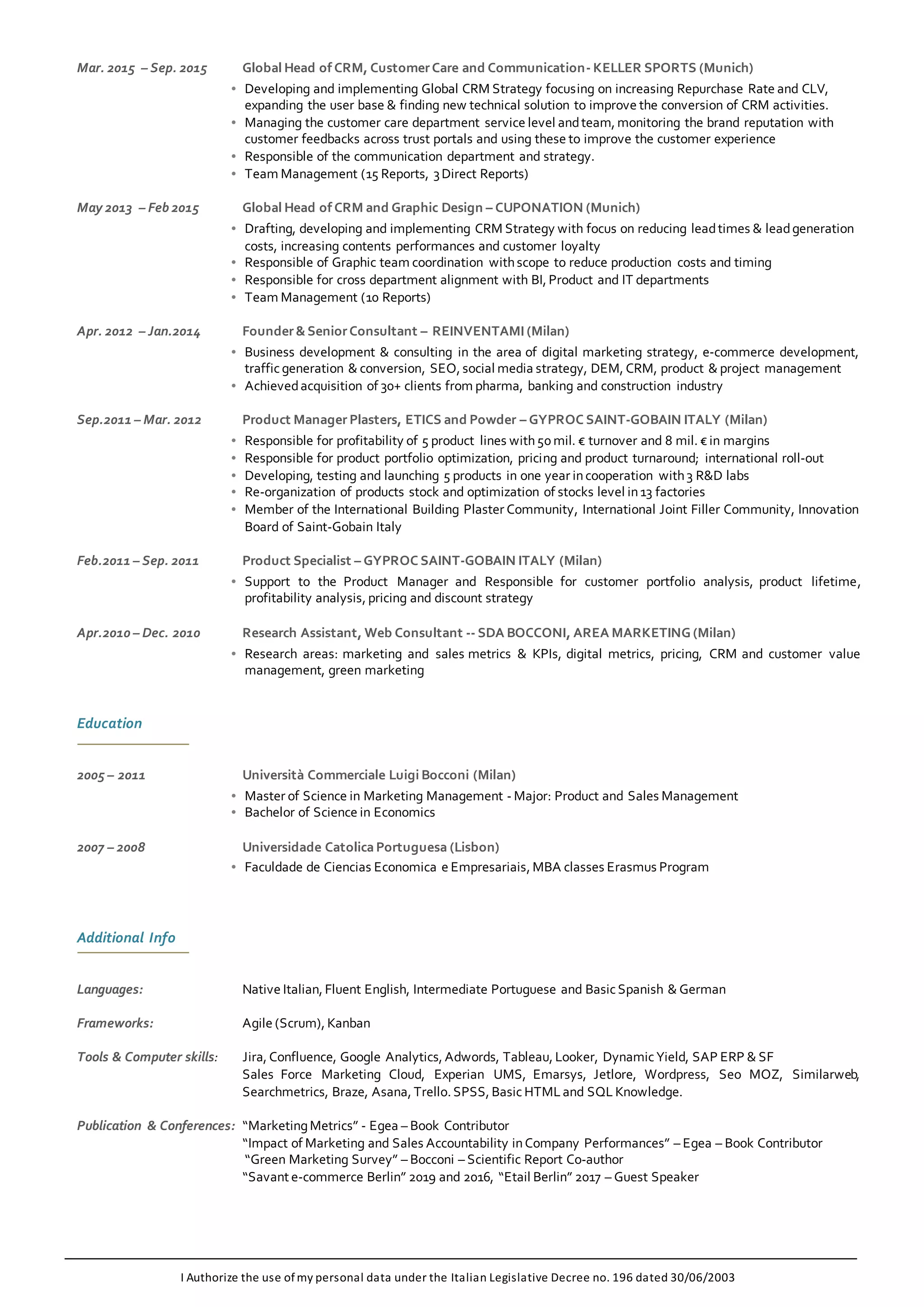 Cv Giovanni Luca Randisi 2020 - Curriculum Vitae - Resume' | PDF