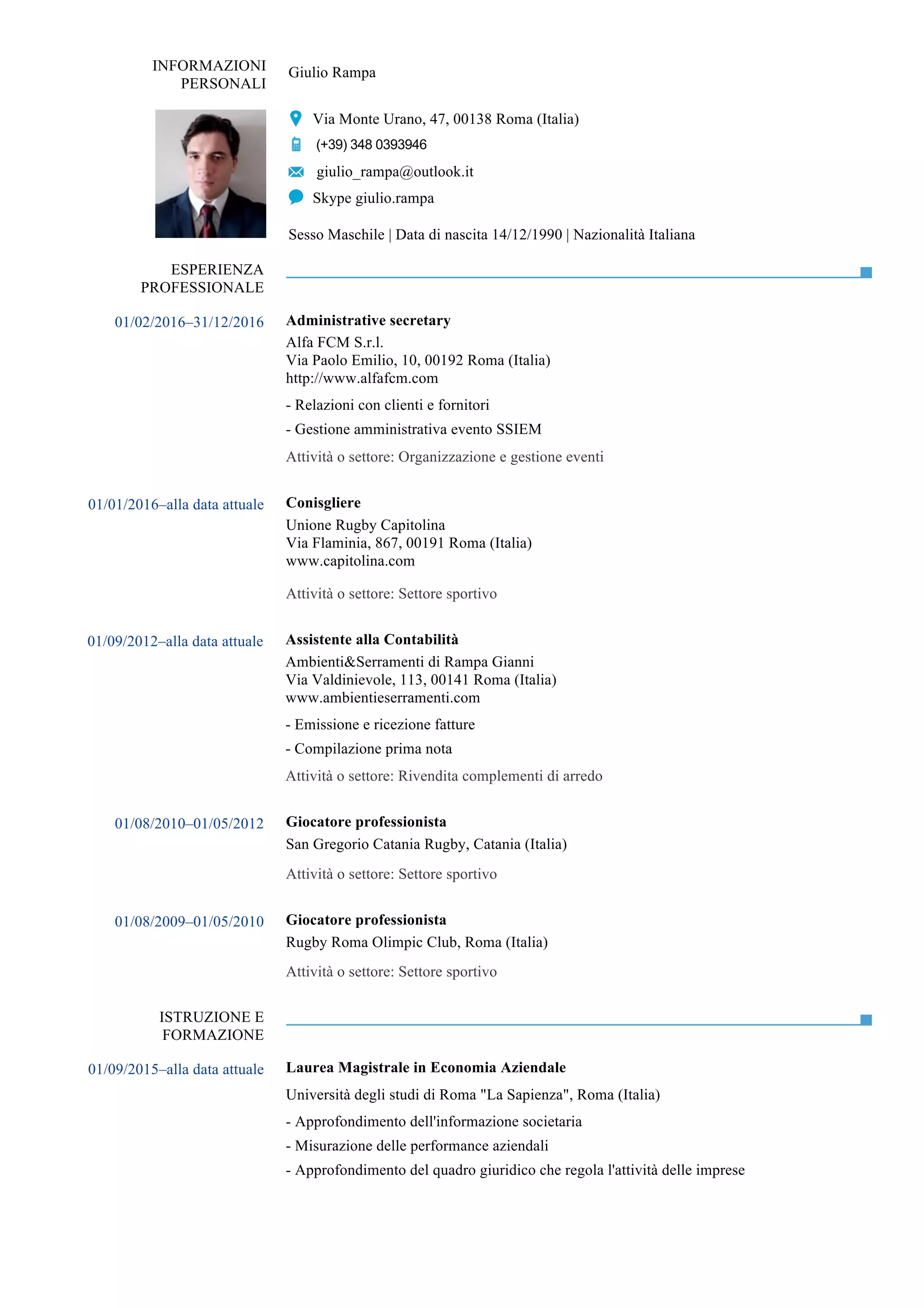 Cv Giulio Rampa | PDF