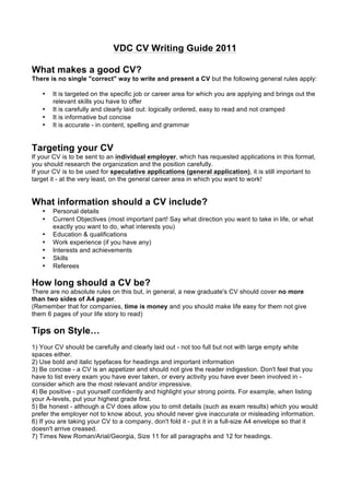 Cv guide 2012 | PDF | Resume Writing and Advice | Job Search