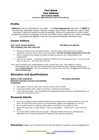 Cv Guidelines | PDF