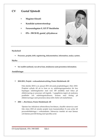 CV-Gustaf Sjöstedt | DOC