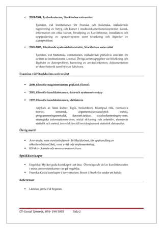 CV-Gustaf Sjöstedt | DOC