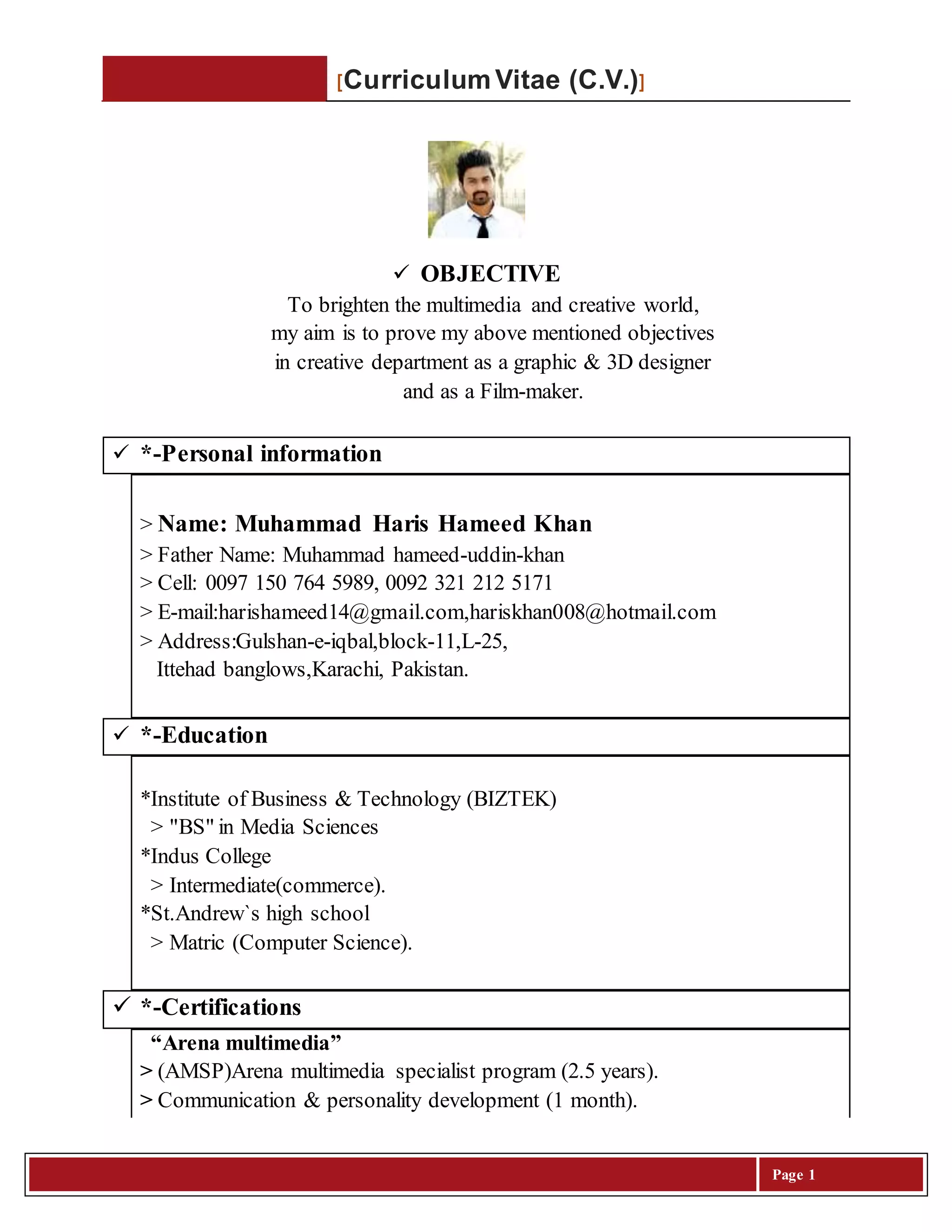 Cv haris hameed | DOCX
