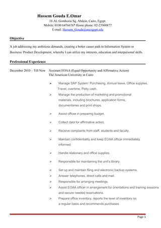 Cv Hassem Gouda | DOC