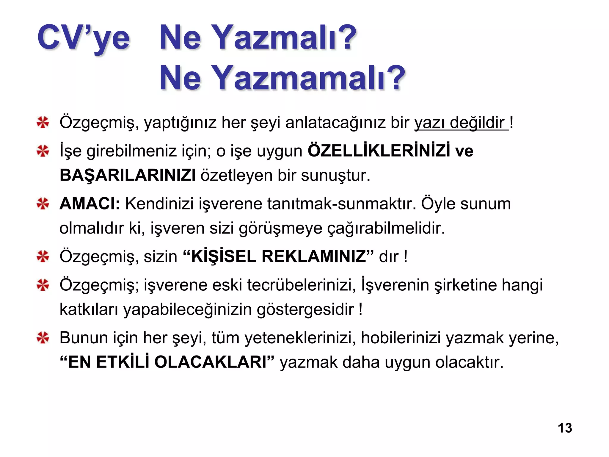 CV Hazırlama ve Mülakat Teknikleri | PPTX