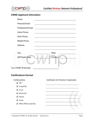 2011 cwne application | PDF | Computer Networking | Computing