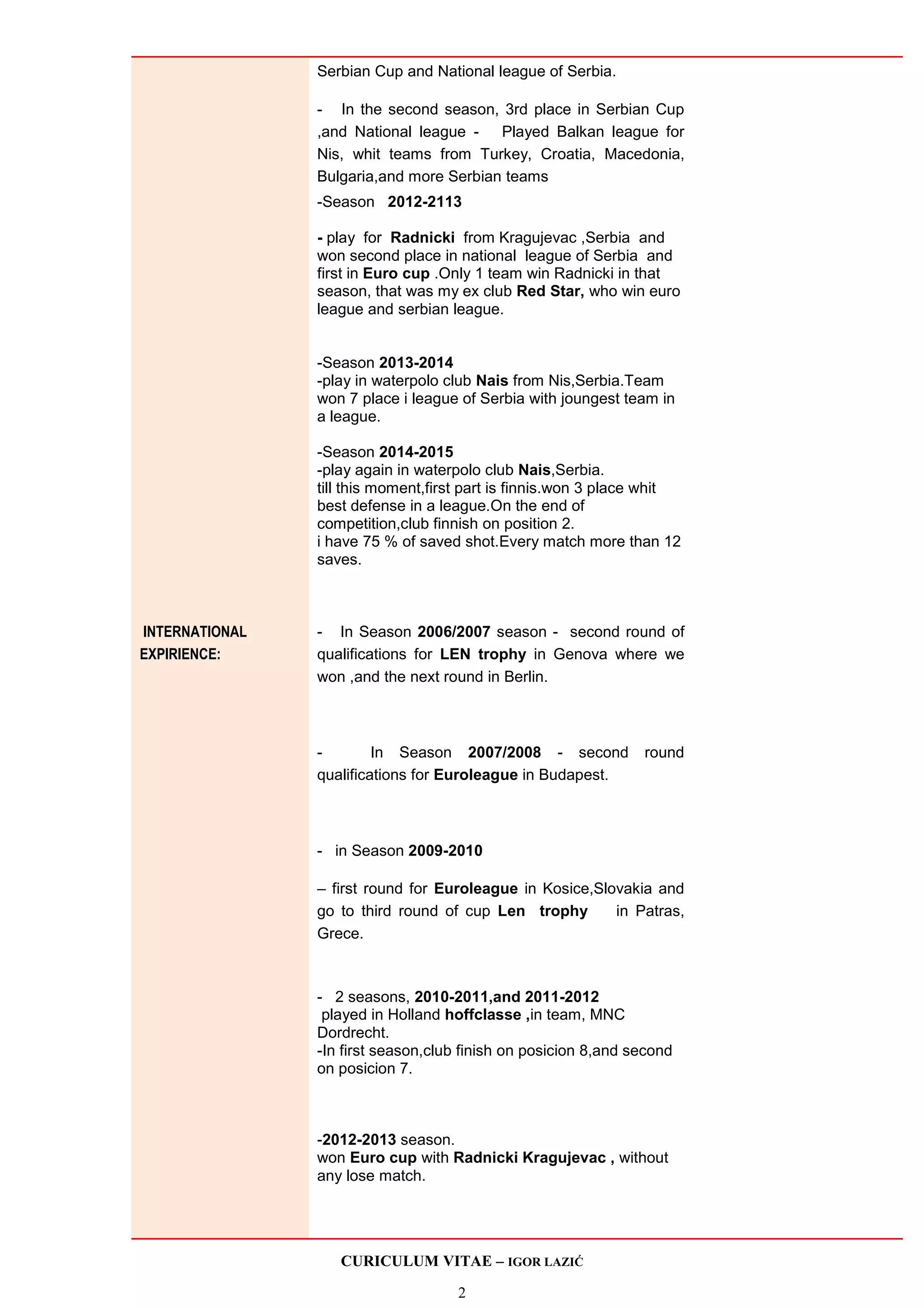 Cv igor lazic | PDF