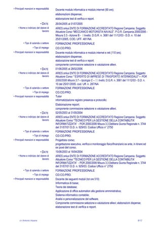 Curriculum vitae et studiorum Antonio Impara | PDF