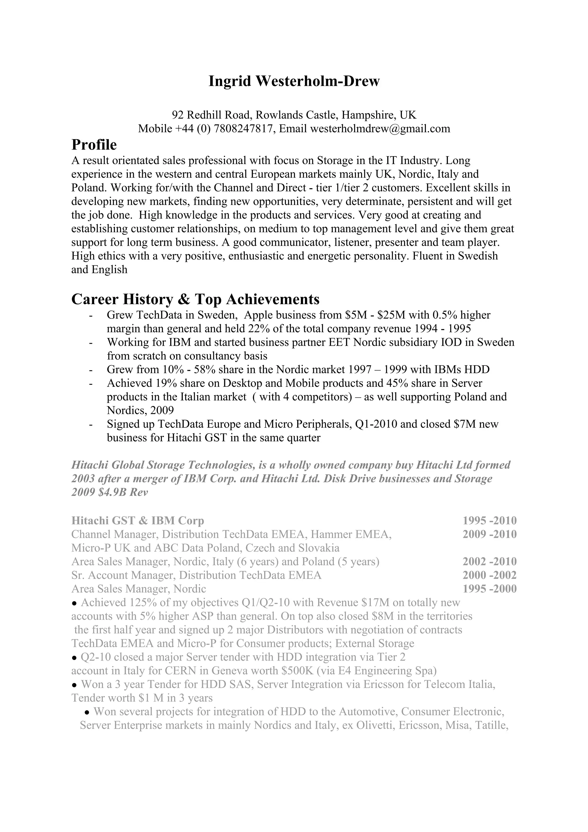 Cv ingrid westerholm drew it sept-10 | DOC