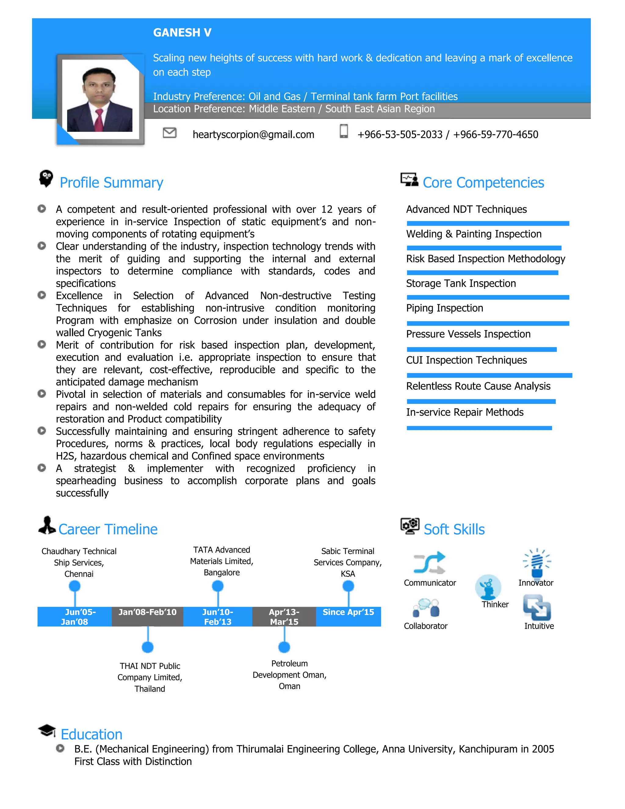 CV : Inspection Engineer ( With SABIC Experience ) | PDF | Civil ...