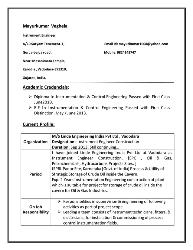 Cv inst.mayur | PDF