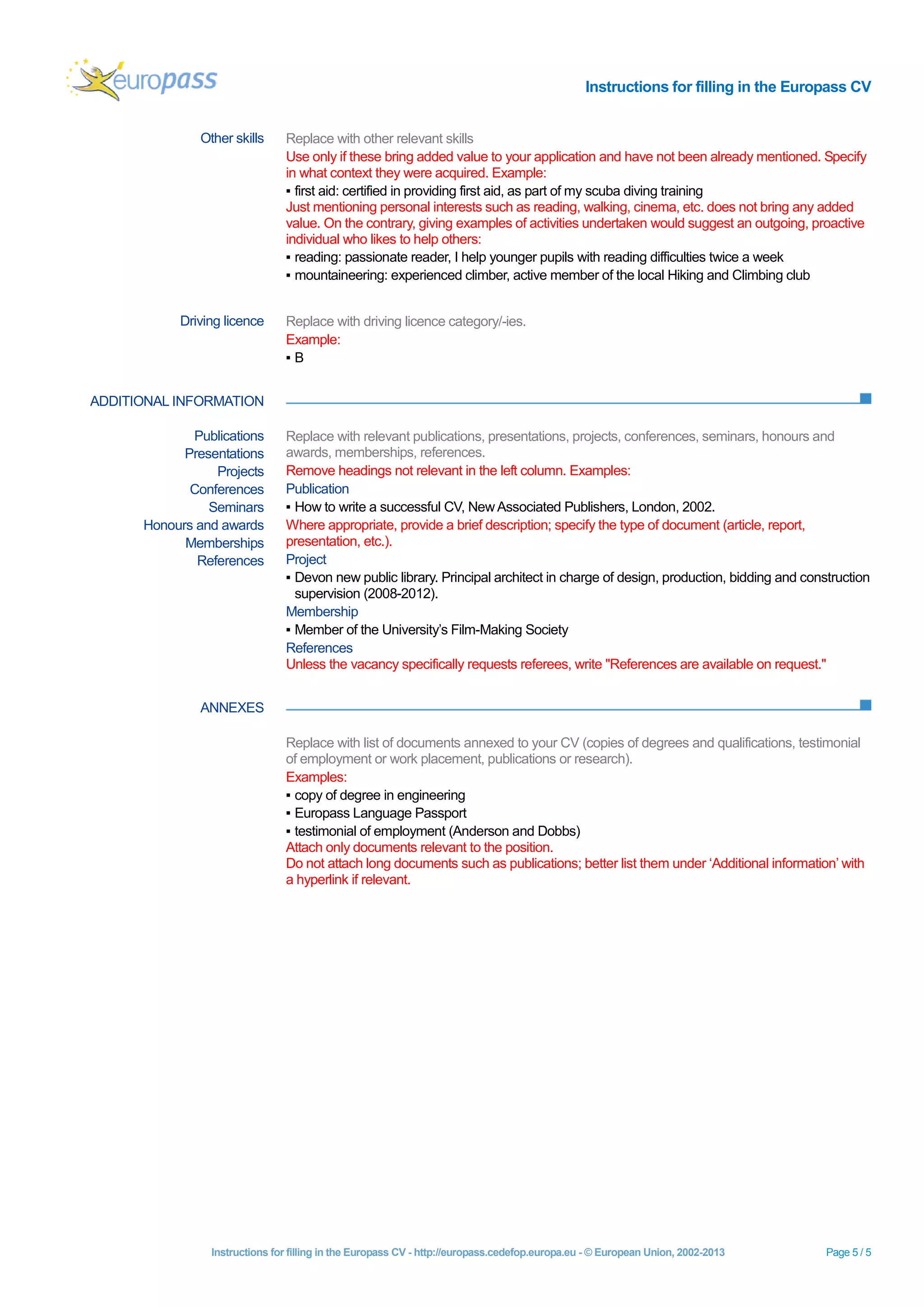 Cv instructions | PDF | Email | Internet