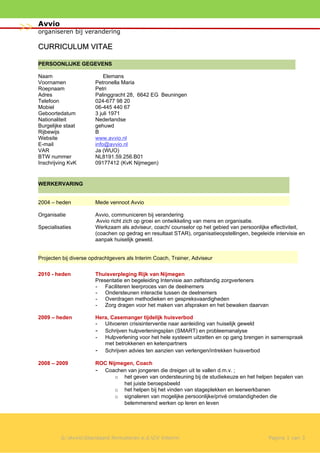 CV P.Elemans - Avvio · mens en wonen | PDF