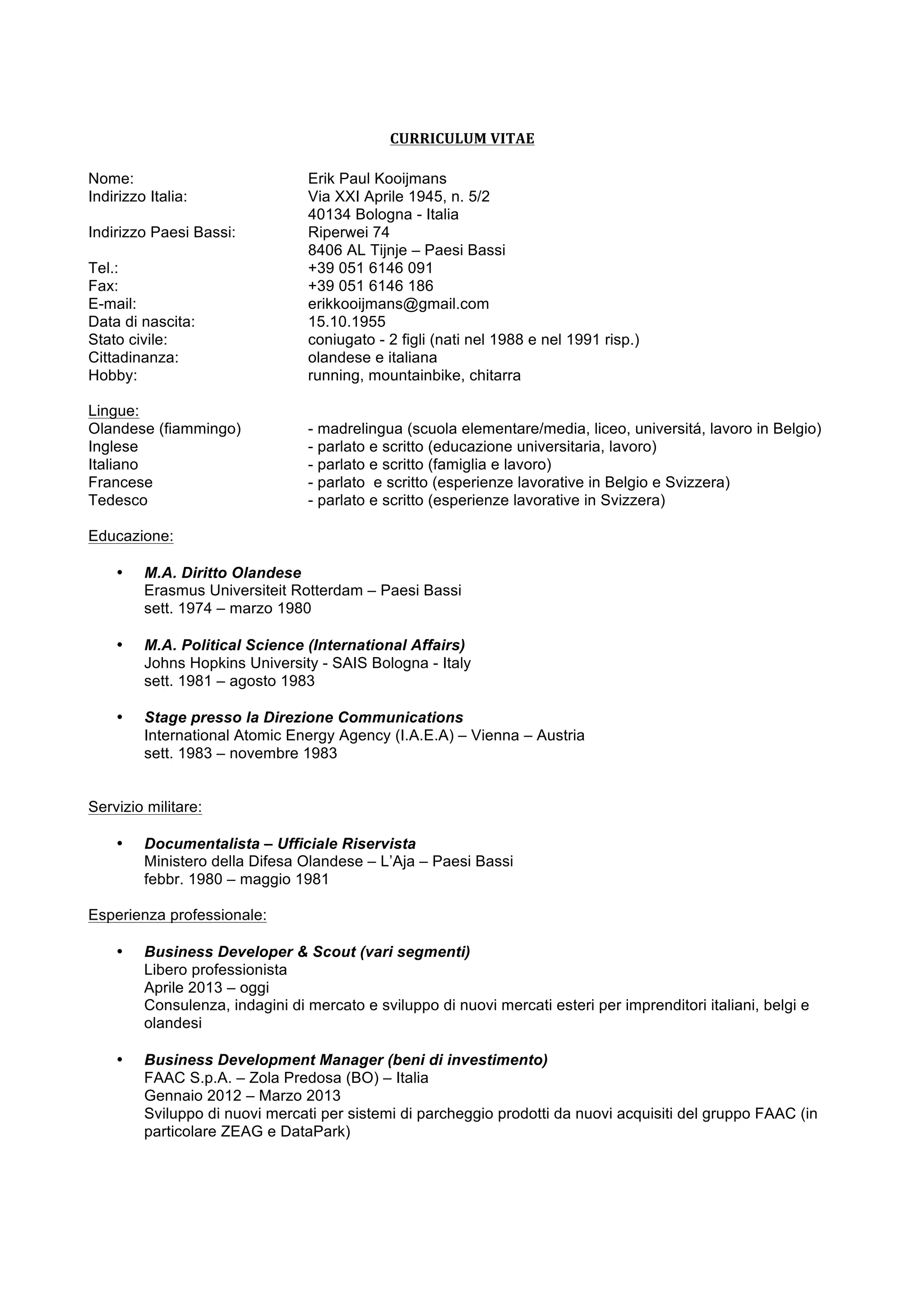 Curriculum vitae (italiano) | PDF