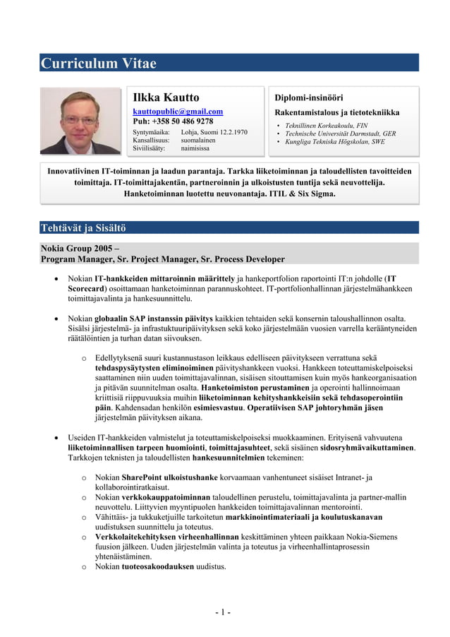 Cv it management finnish | PDF