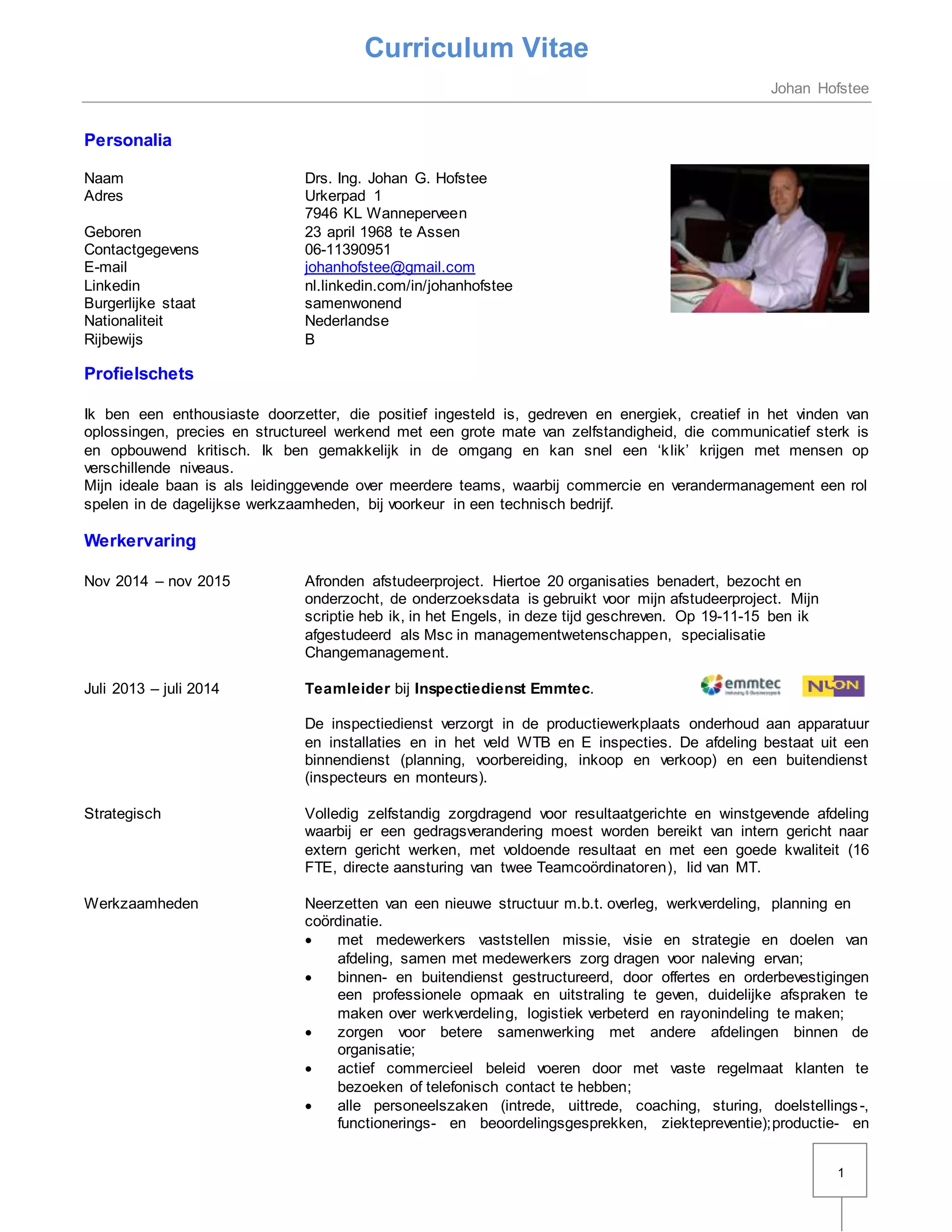 CV Johan Hofstee | DOCX