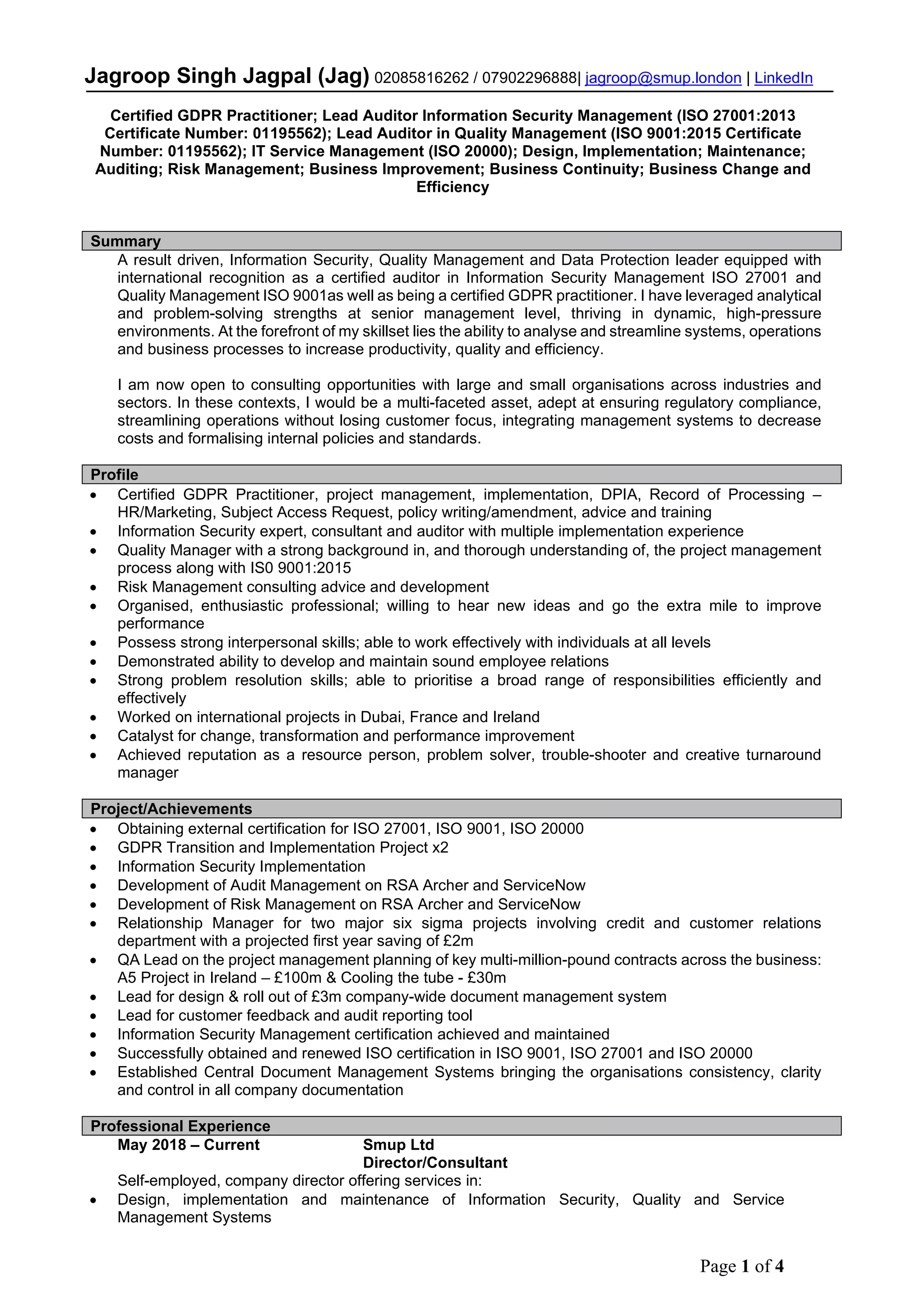 CV jagroop jagpal | PDF