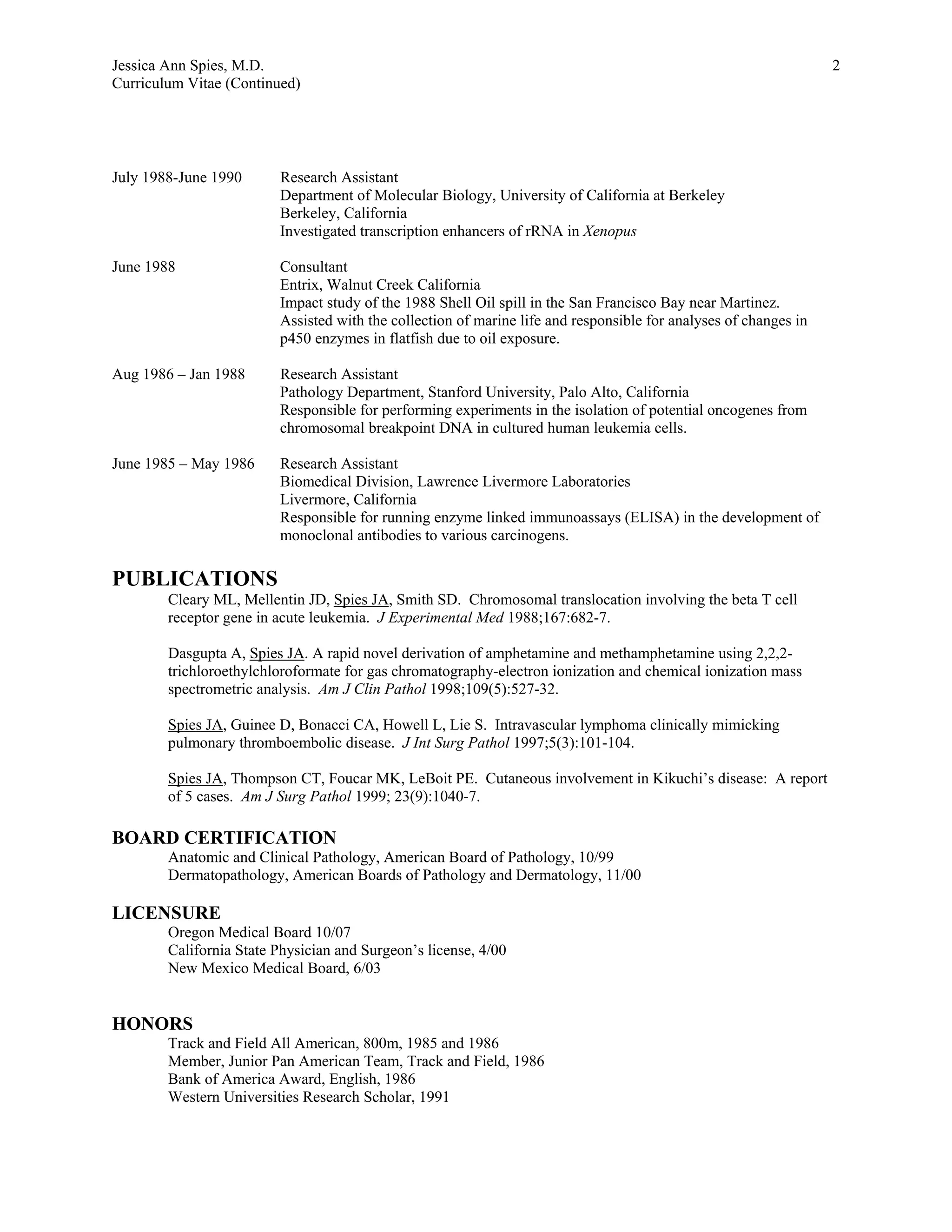 CV - Jessica Spies, MD | PDF