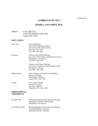 CV - Jessica Spies, MD | PDF