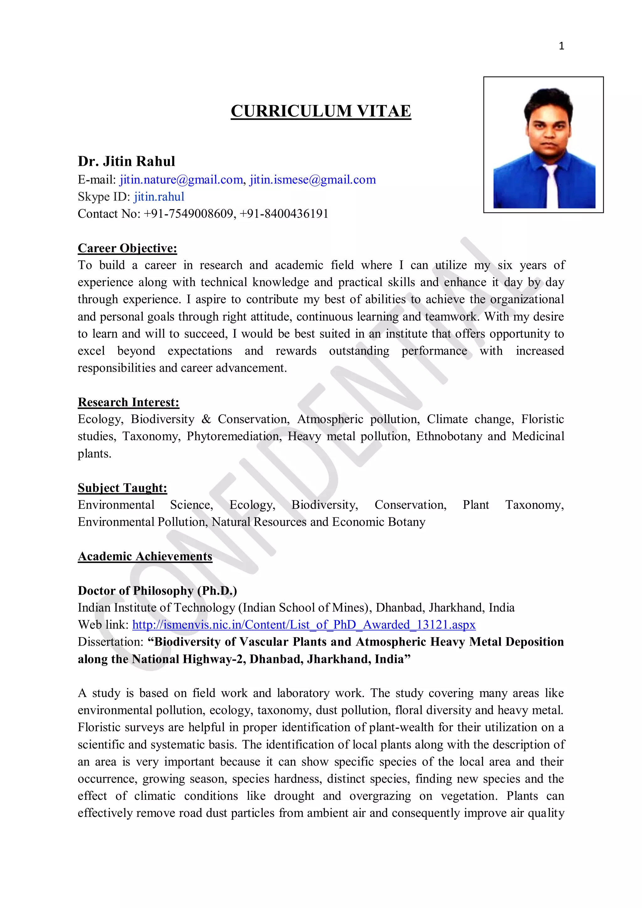 Cv jitin rahul | PDF