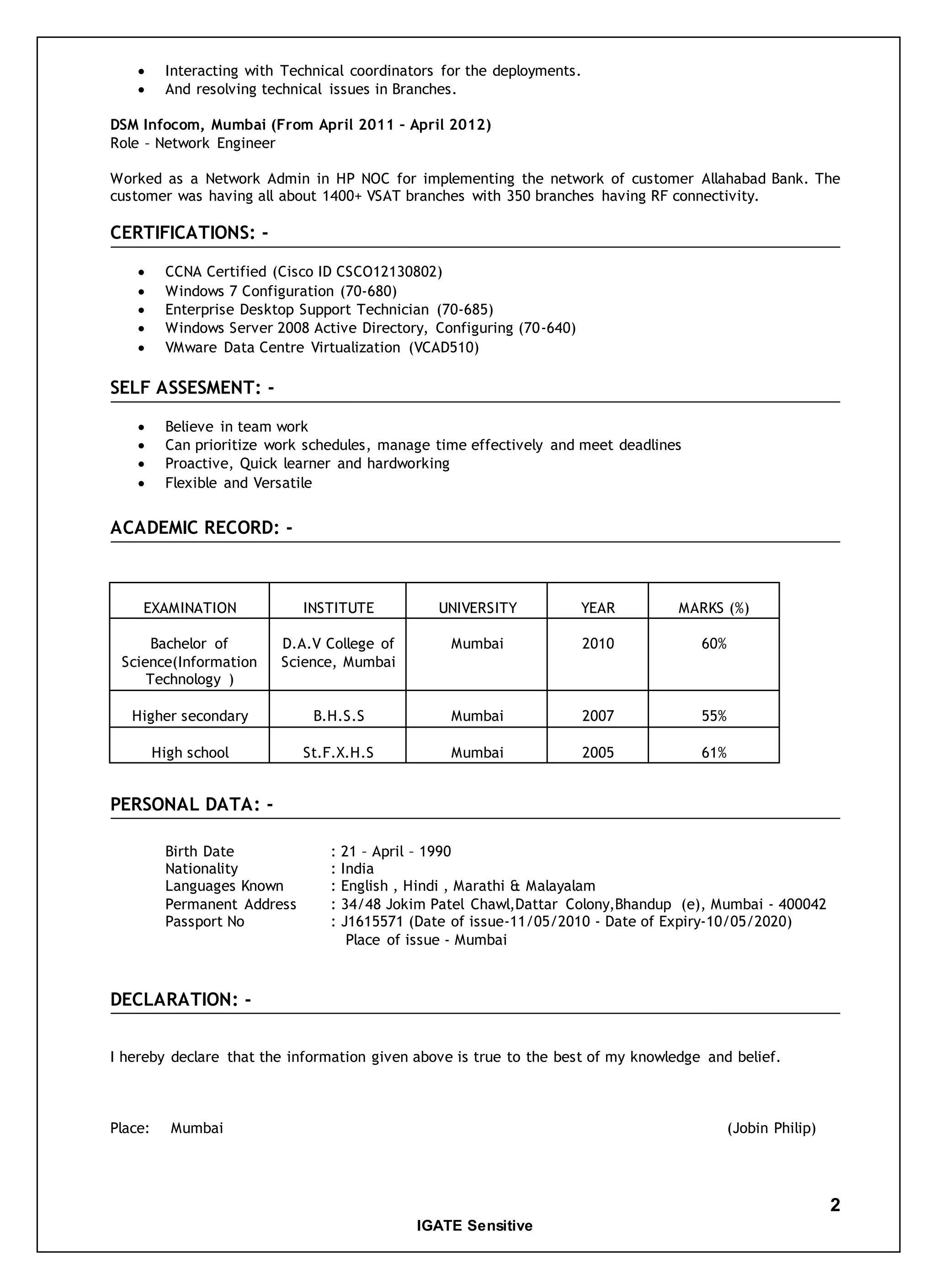 Cv jobin philip | DOCX