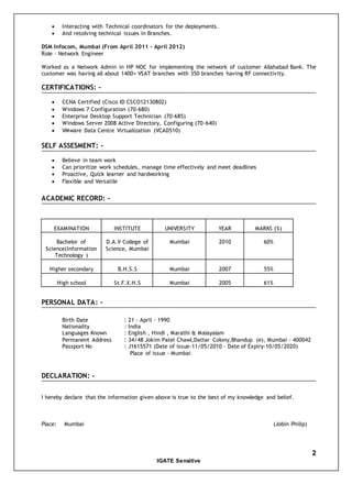 Cv jobin philip | DOCX