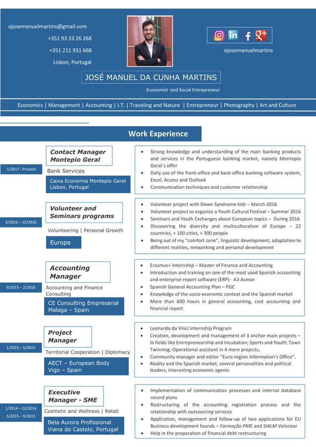 CV josé martins 2017 | PDF | Business Administration | Business
