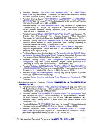 CV a.n. KANAIDI, SE., M.Si., cSAP (Praktisi, Business Consultant, Narasumber / Pemateri Training ...