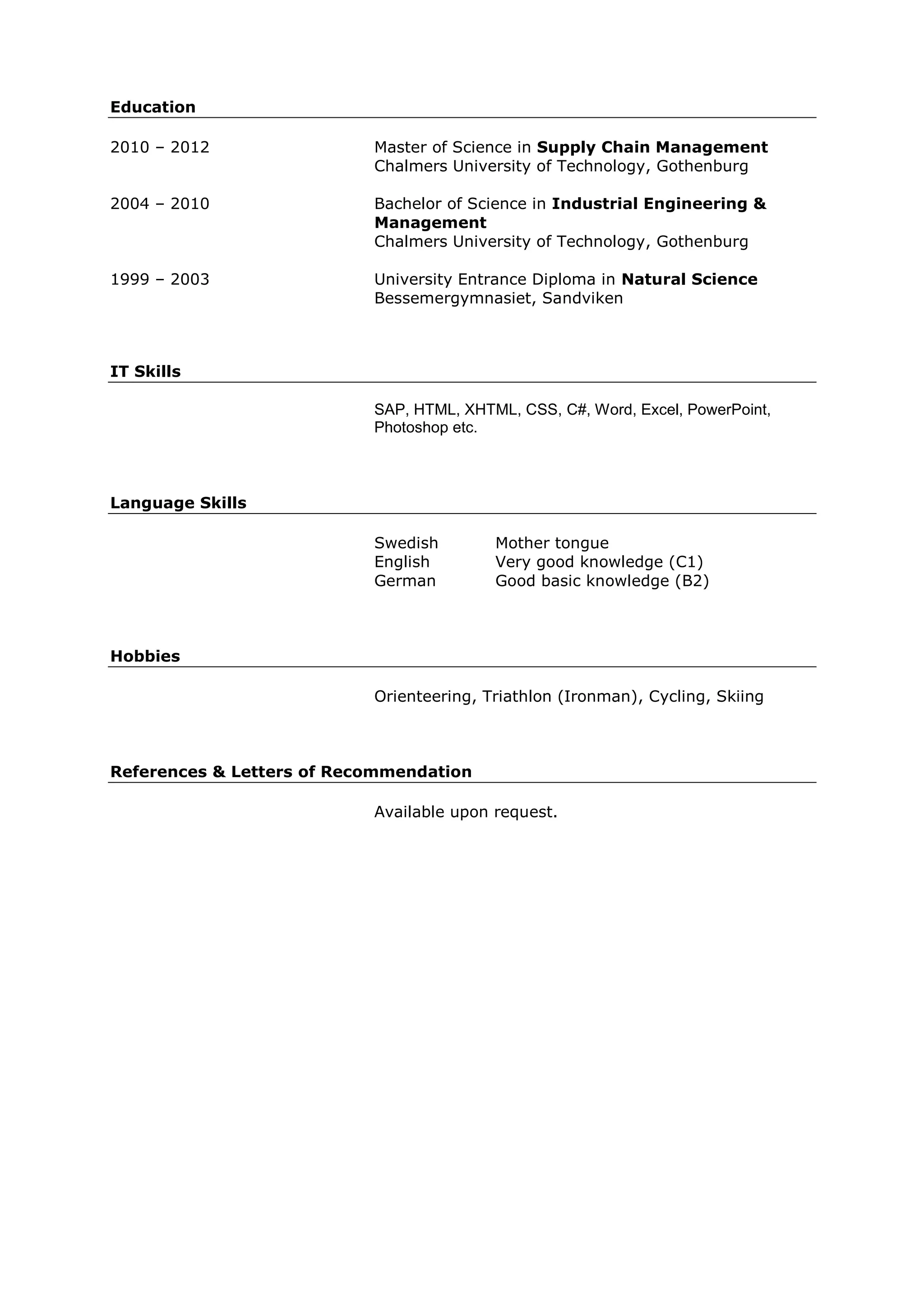 CV Karl Tiselius | PDF