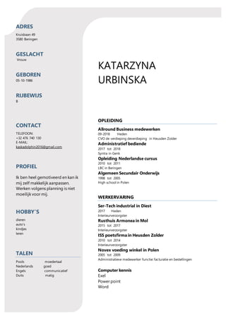 Cv Kasia Urbinska | DOCX