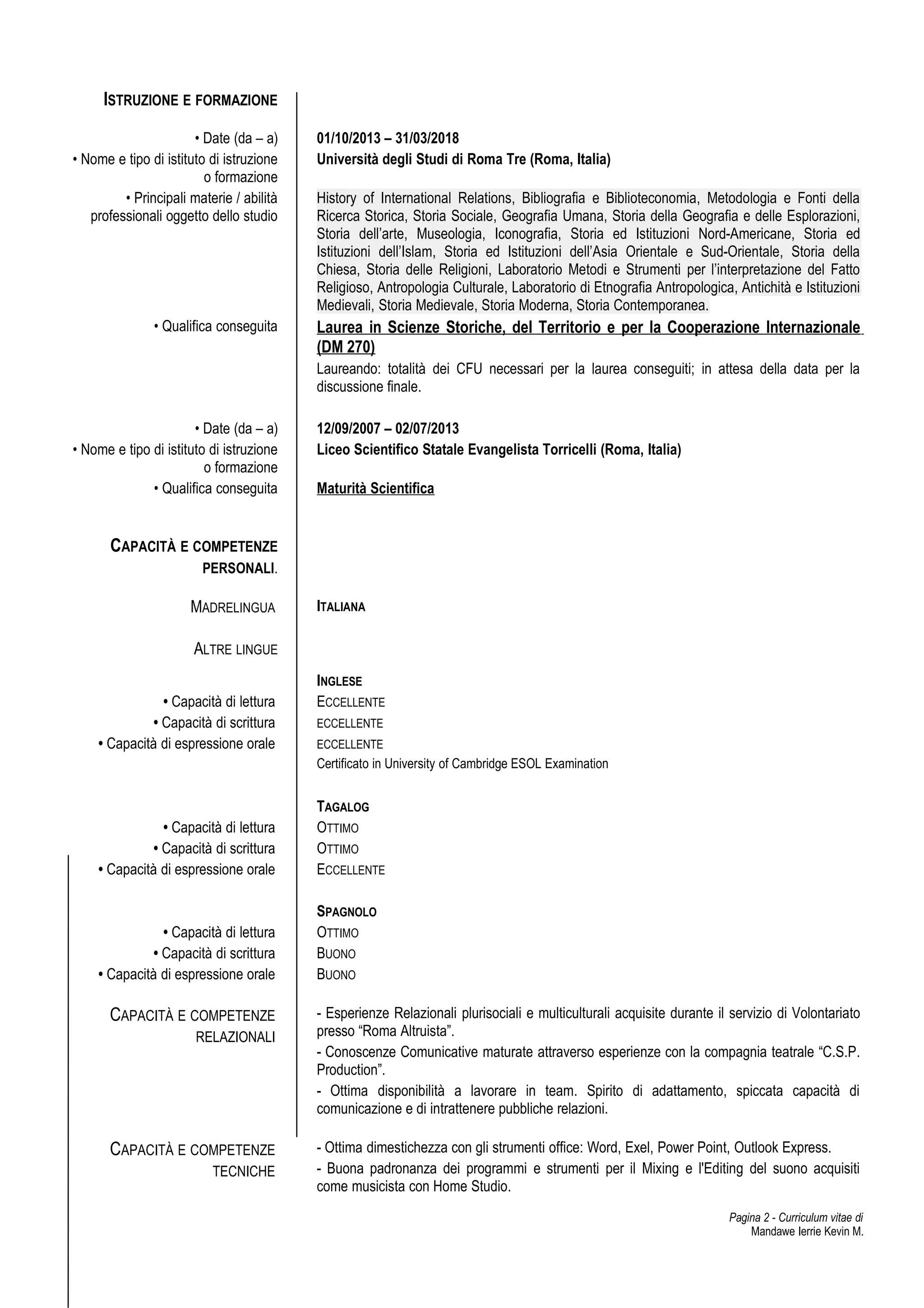 Cv kevin mandawe | DOC
