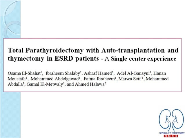 Parathyroidectomy | PPT | Thyroid Disorders | Endocrine and Metabolic ...