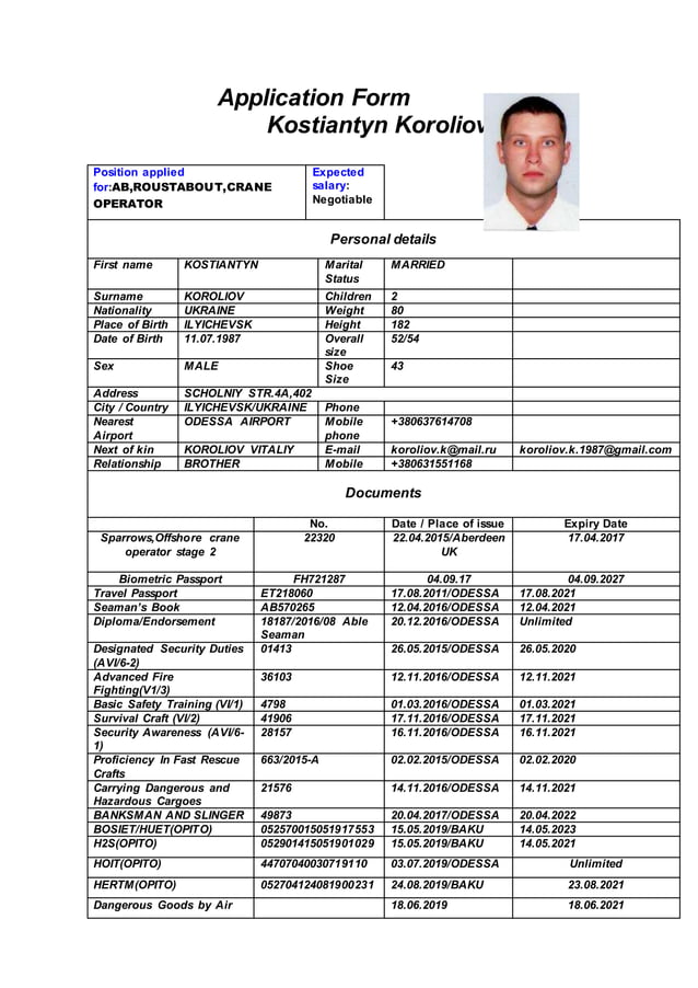 CV KOROLIOV KOSTIANTYN | DOC