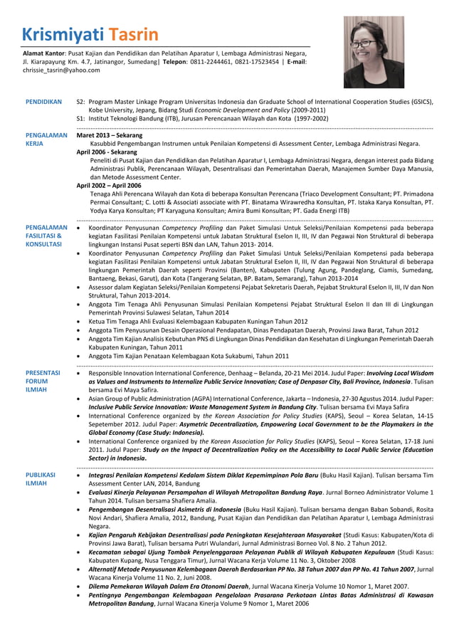 CV Krismiyati Tasrin | PDF