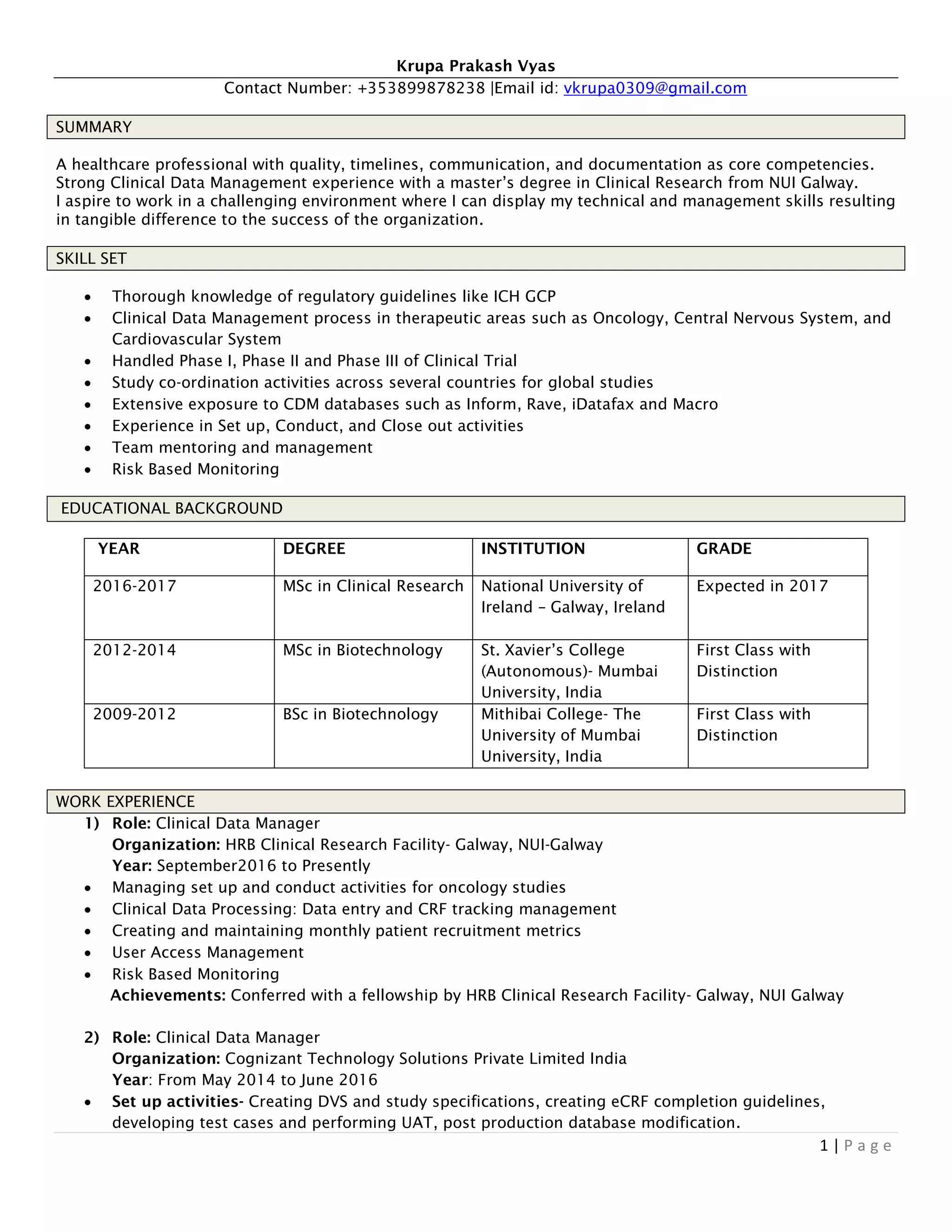 CV_ Krupa Vyas | PDF