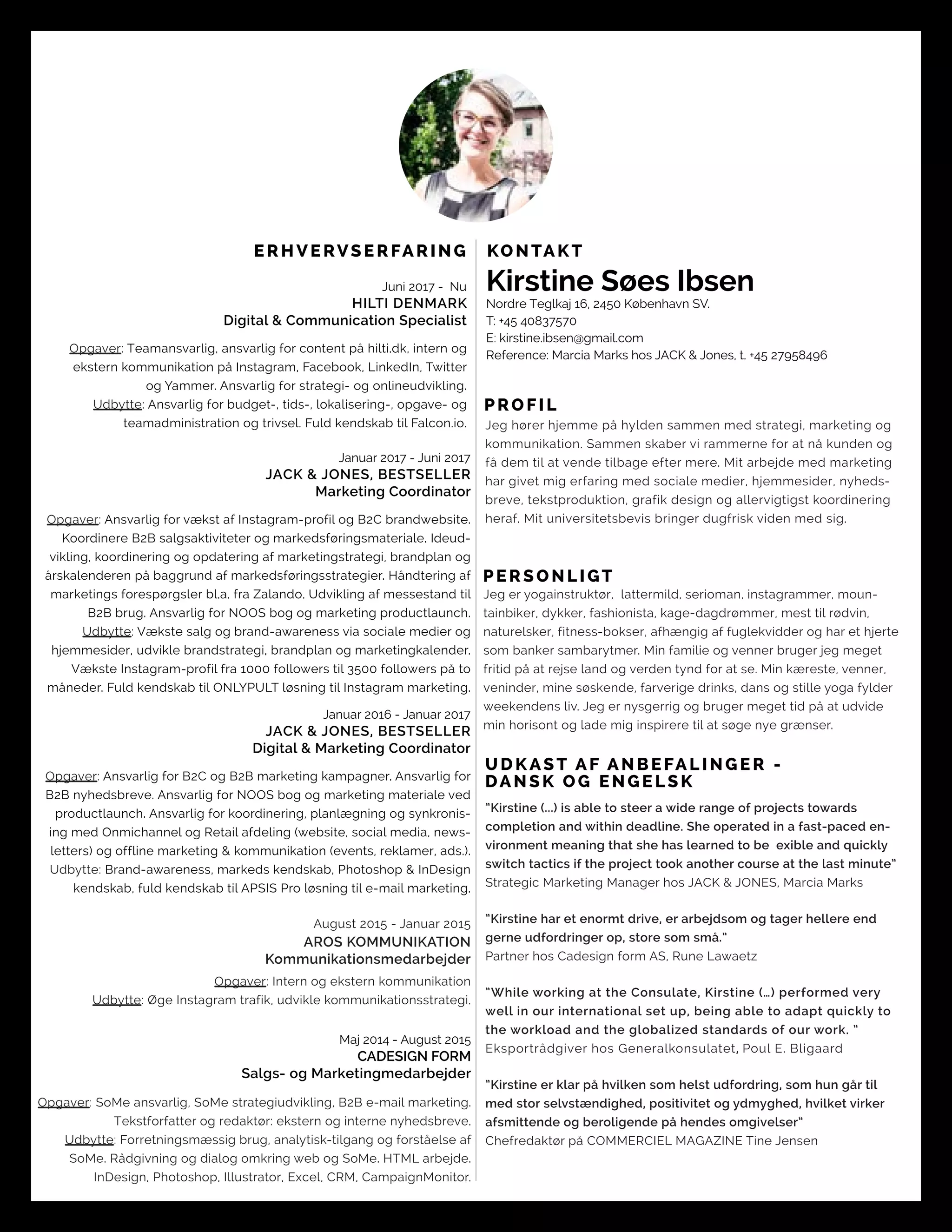 CV Kirstine Søes Ibsen - Dansk version/Danish version | PDF