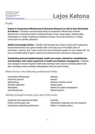 My resume - Lajos Katona | PDF