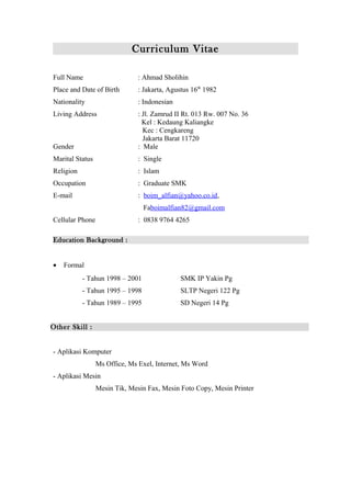 Cv lamaran kerja | DOC