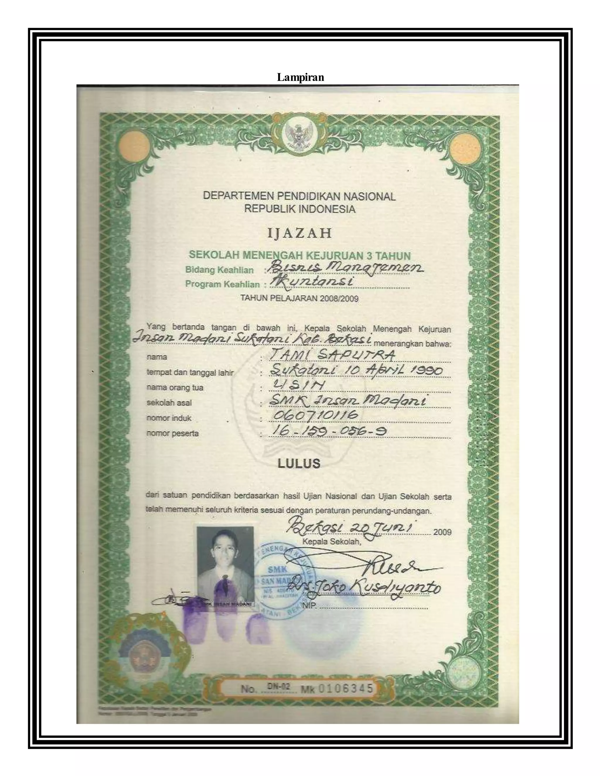 Cv lamaran tami | DOCX