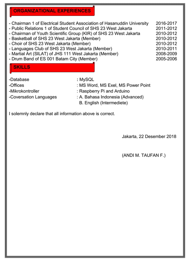 Cv lamar pekerjaan taufan | PDF