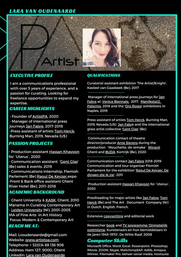 Cv lara van oudenaarde artist pa | PDF