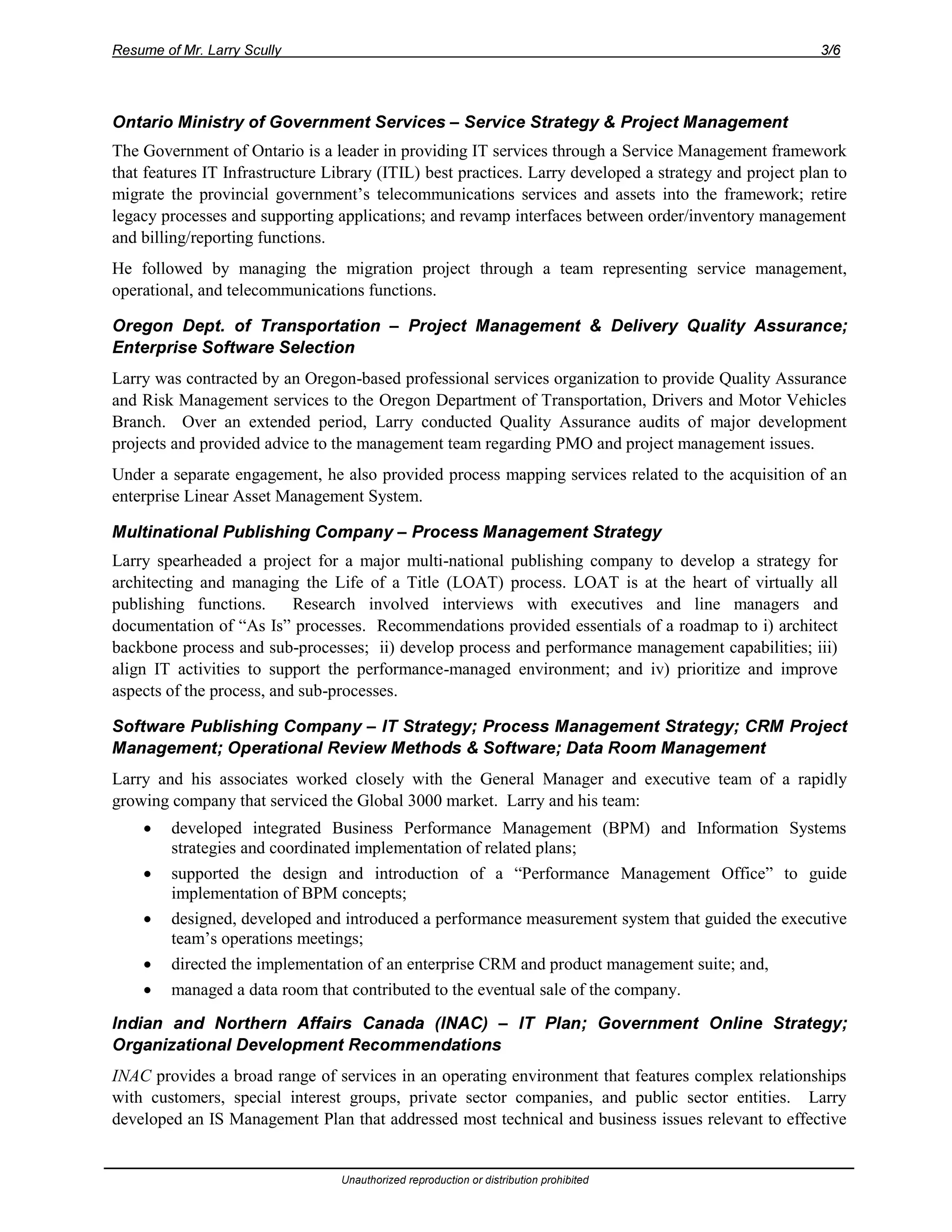 Cv Larry Scully | PDF