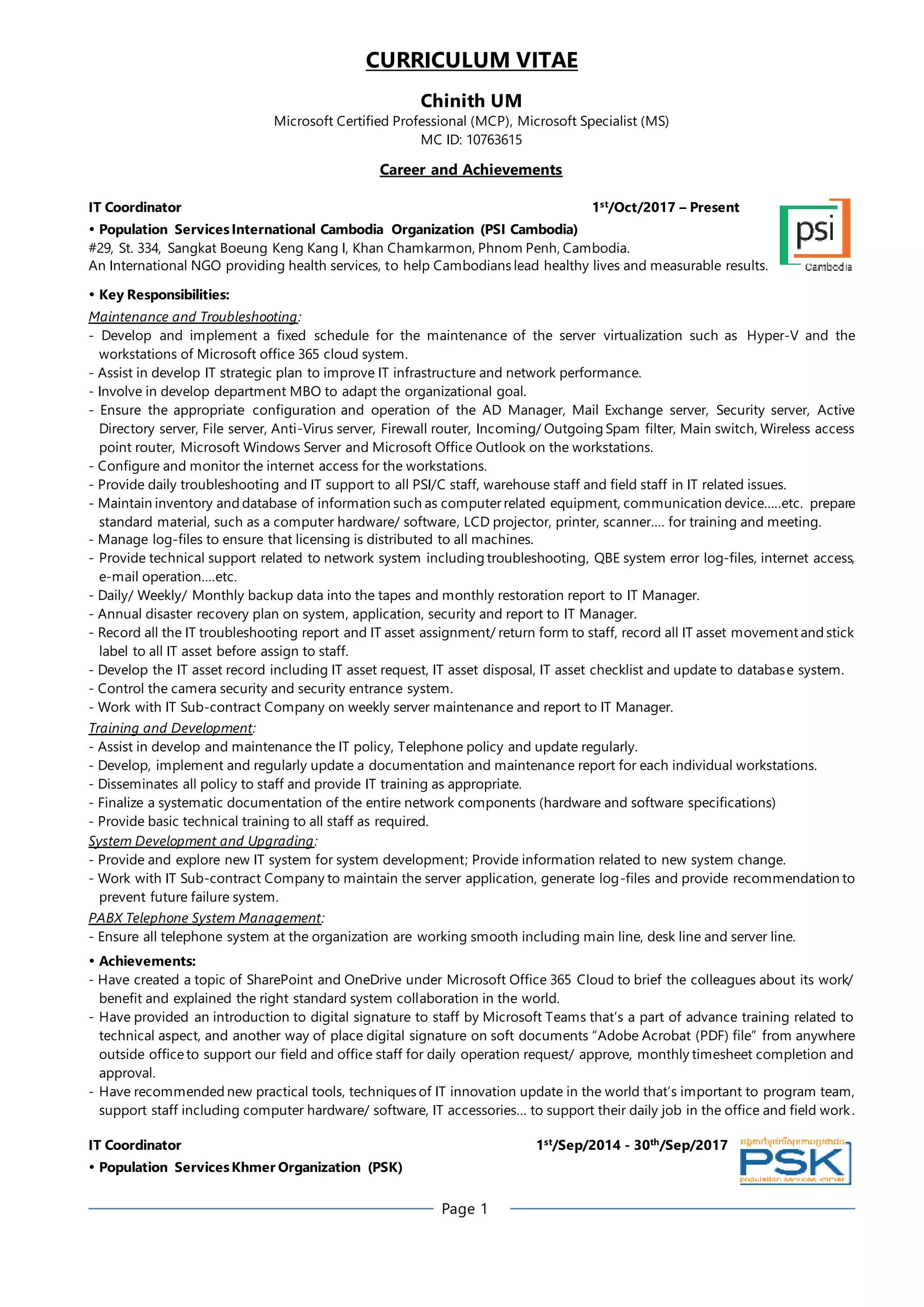 CV Last Update - Chinith UM | DOCX