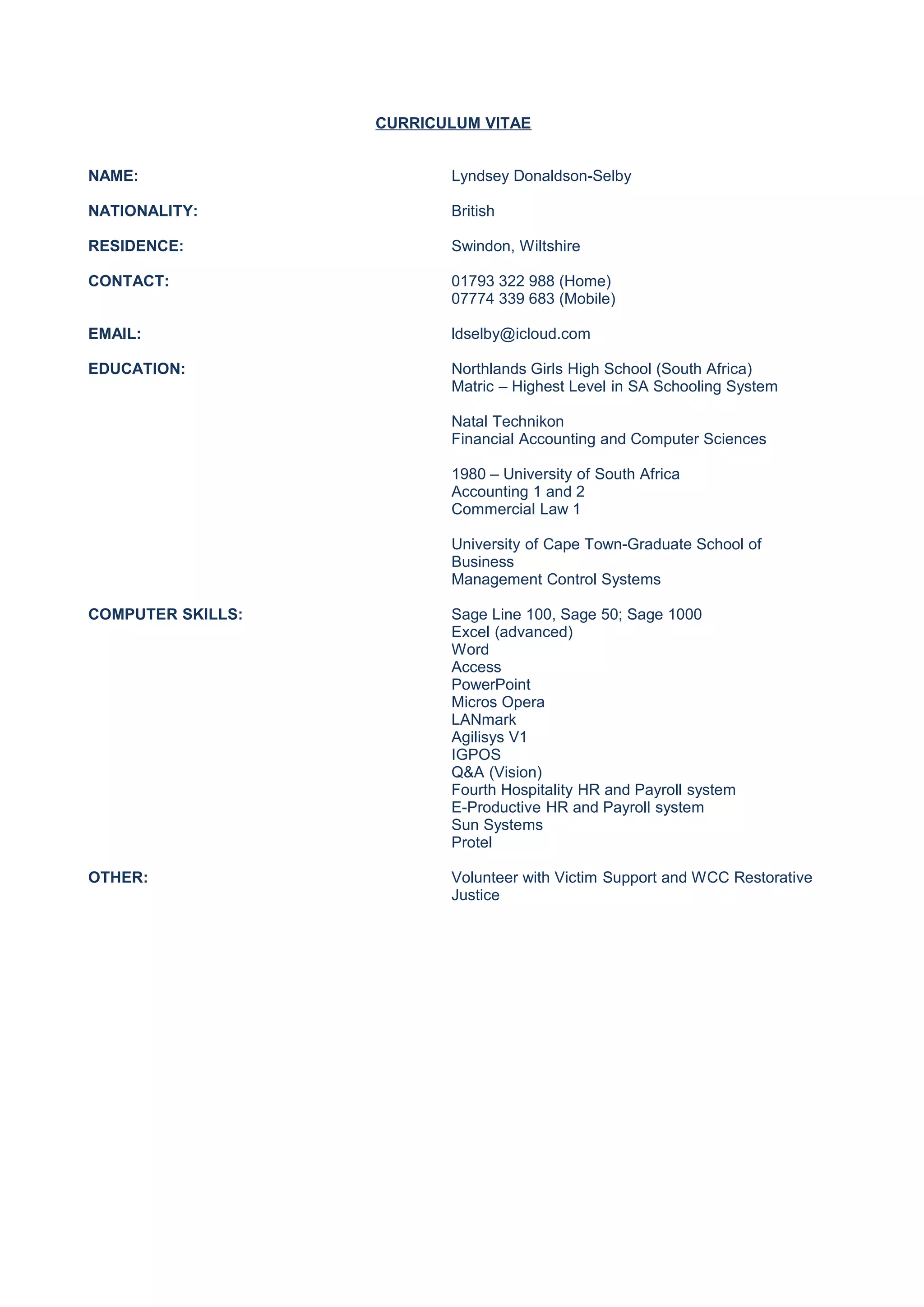 Cv L Donaldson-Selby 07032017 | DOC